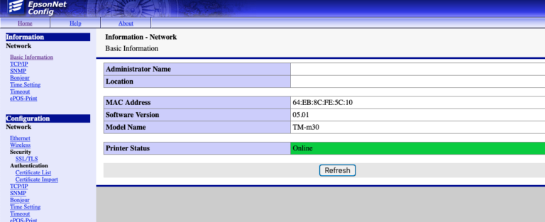 Setting a static IP address to an Epson printer - LineSkip Support